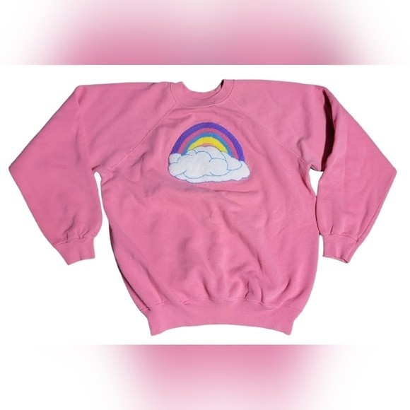 Hanes | Tops | Vintage Hanes Rainbow Patchwork Pink Sweatshirt Size ...